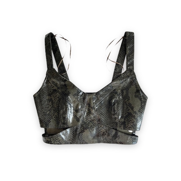 Zara | Tops | Zara Green Snakeskin Cropped Top | Poshmark